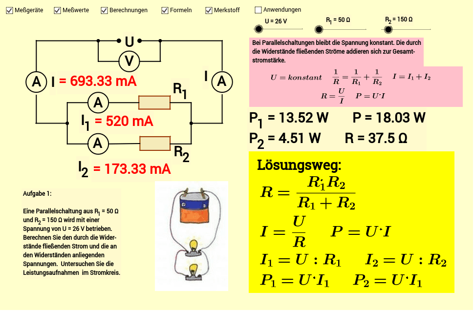 Parallelschaltung von Widerständen in Stromkreisen - GeoGebra