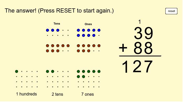 Number Dots Addition with Place Value - GeoGebra