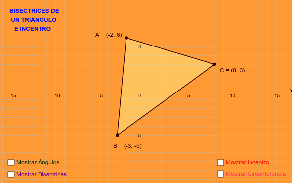 Bisectrices de un Triángulo. Incentro - GeoGebra